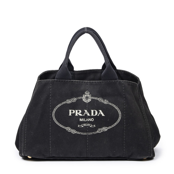 Prada | Bags | Prada Large Canapa Tote In Black Canapa Canvas | Poshmark